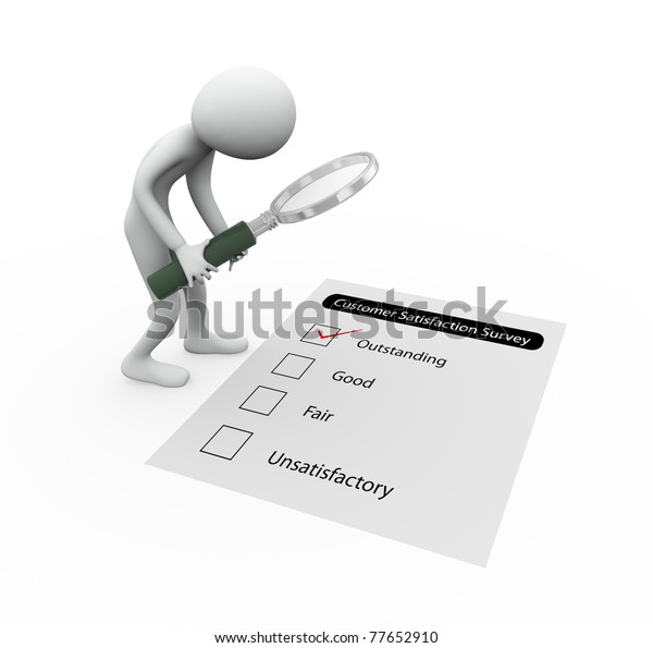 3d Man Observing Customer Satisfaction Survey Stock Illustration 77652910