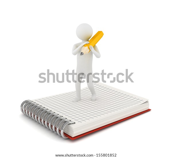 3d Man Pencil Notebook Stock Illustration 155801852 | Shutterstock