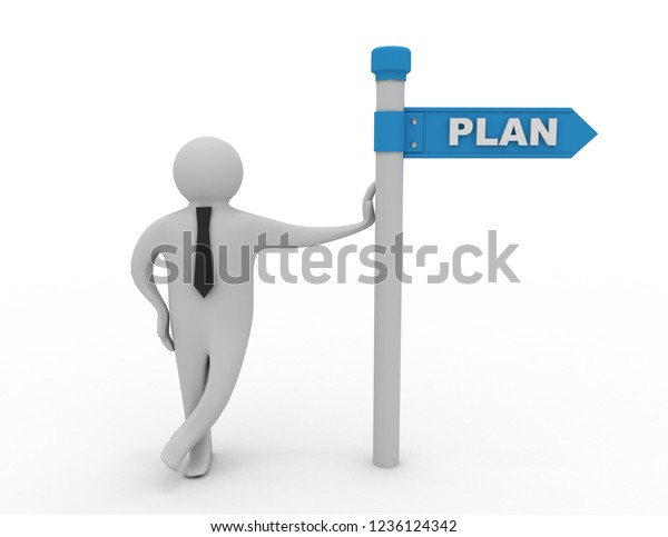 3d Man Plan Direction3d Illustration Stock Illustration 1236124342 ...