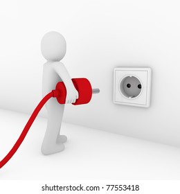 3d Man Plug Socket Red Energy Stock Illustration 77553418 | Shutterstock