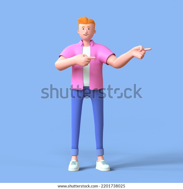 3d Man Pointing Both Hand Color Stock Illustration 2201738025 ...
