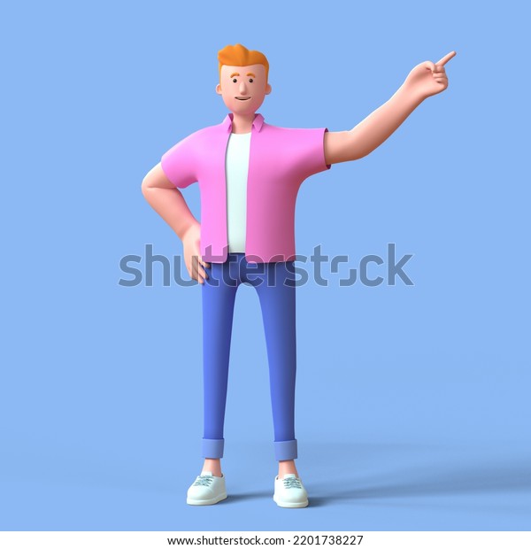 3d Man Pointing His Left Hand Stock Illustration 2201738227 | Shutterstock