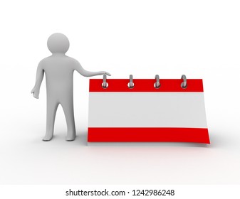 3d Man Present Empty Calendar3d Illustration 스톡 일러스트 1242986248 ...