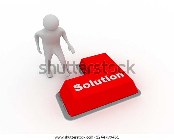 3d Man Press Button3d Illustration Stock Illustration 1244799451 ...