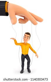 3d Man Puppet Concept Illustration Isolated Stock Illustration 1140303473