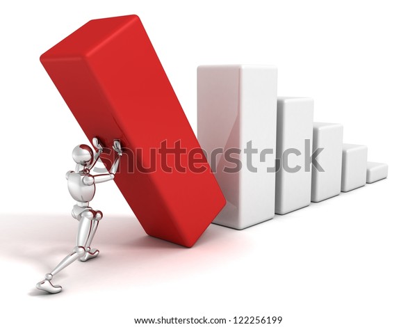 3d Man Push Red Top Success Stock Illustration 122256199 | Shutterstock