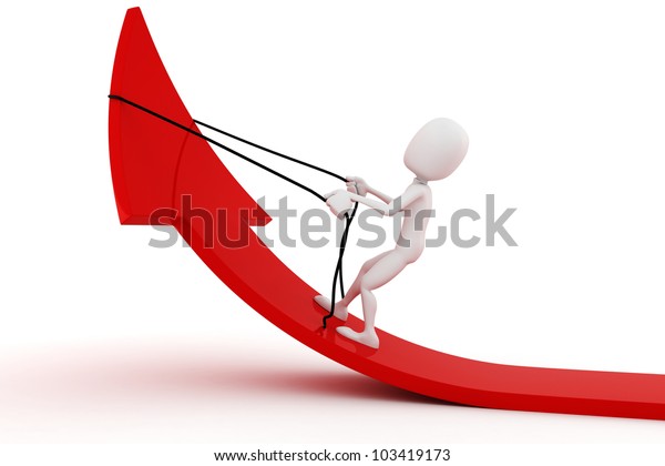 3d Man Pushing Arrow Stock Illustration 103419173 | Shutterstock