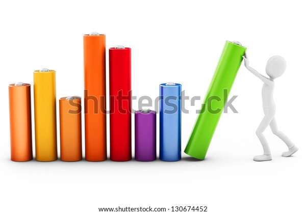 3d Man Pushing Bar Chart On: ilustrações stock 130674452 | Shutterstock