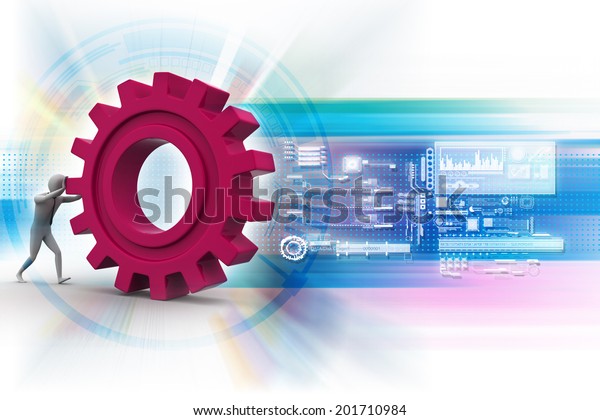 3d Man Pushing Gear Stock Illustration 201710984 | Shutterstock