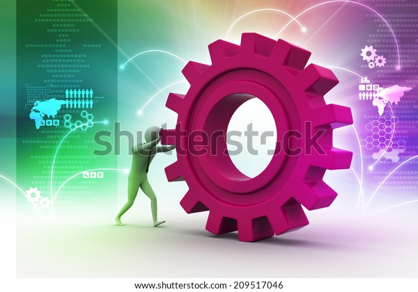 3d Man Pushing Gear Stock Illustration 209517046 | Shutterstock