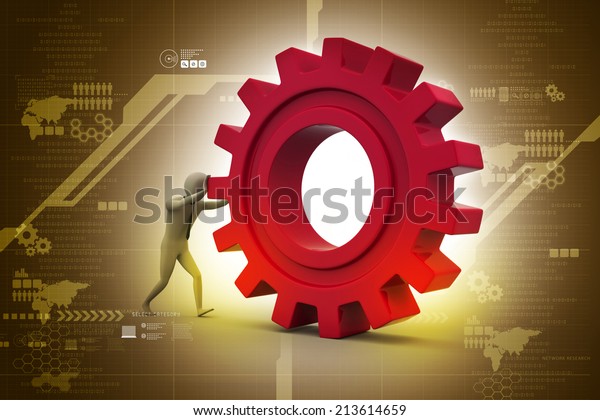 3d Man Pushing Gear Stock Illustration 213614659 | Shutterstock