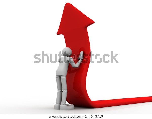 3d Man Pushing Red Arrow Ground Stock Illustration 144543719 | Shutterstock