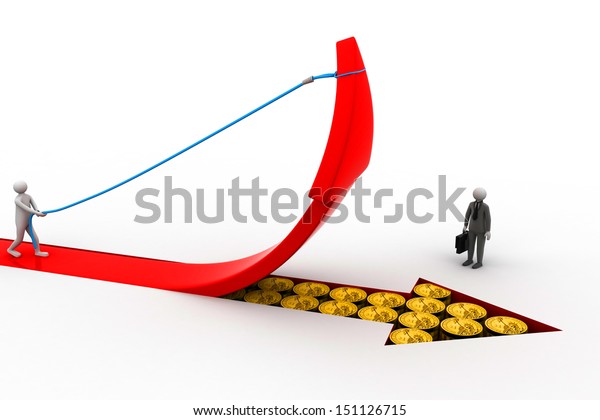 3d Man Pushing Red Arrow Ground Stock Illustration 151126715 | Shutterstock