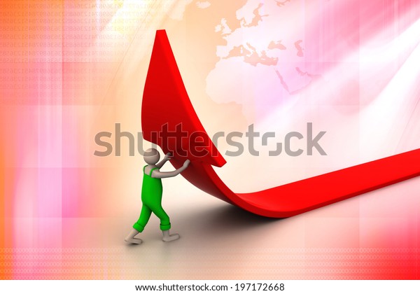3d Man Pushing Red Arrow Stock Illustration 197172668 | Shutterstock