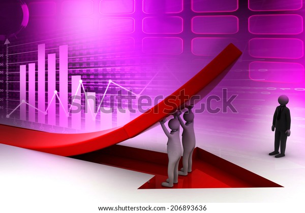 3d Man Pushing Red Arrow Ground Stock Illustration 206893636 | Shutterstock