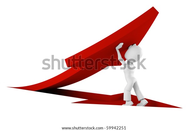 3d Man Pushing Red Arrow Ground Stock Illustration 59942251 | Shutterstock