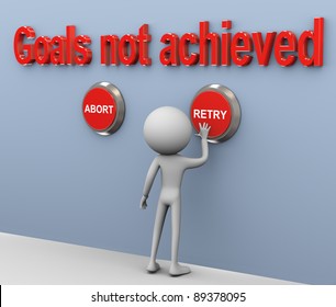 3d Man Pushing Retry Button After Stock Illustration 89378095 ...