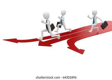 3d Man Race Multiple Arrow Paths Stock-illustration 64301896 | Shutterstock