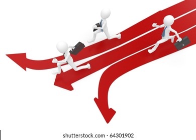 3d Man Race Multiple Arrow Paths: ilustrações stock 64301902 | Shutterstock