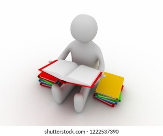 3d Man Read Book3d Render Stock Illustration 1222537390 | Shutterstock