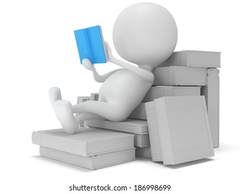 3d Man Reading Book On White Stock Illustration 186998699 | Shutterstock