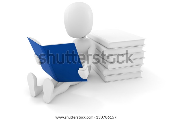 3d Man Reading Book On White Stock Illustration 130786157 | Shutterstock
