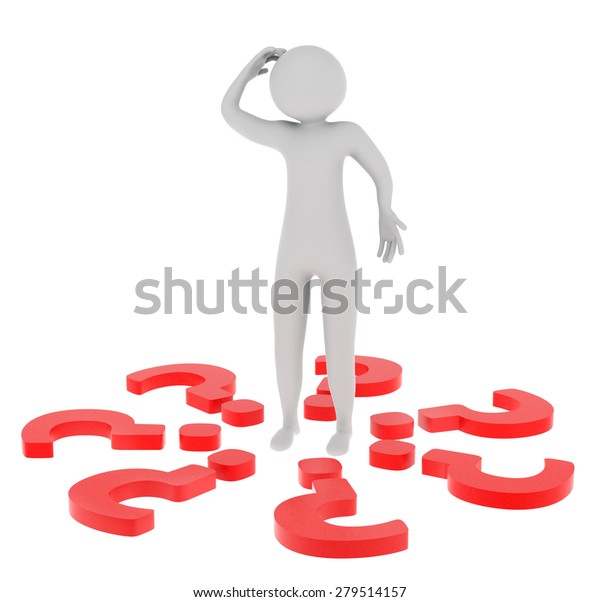 3d Man Red Question Marks Isolated Stock Illustration 279514157 ...