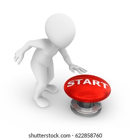3d Man Red Start Button Stock Illustration 622858760 | Shutterstock