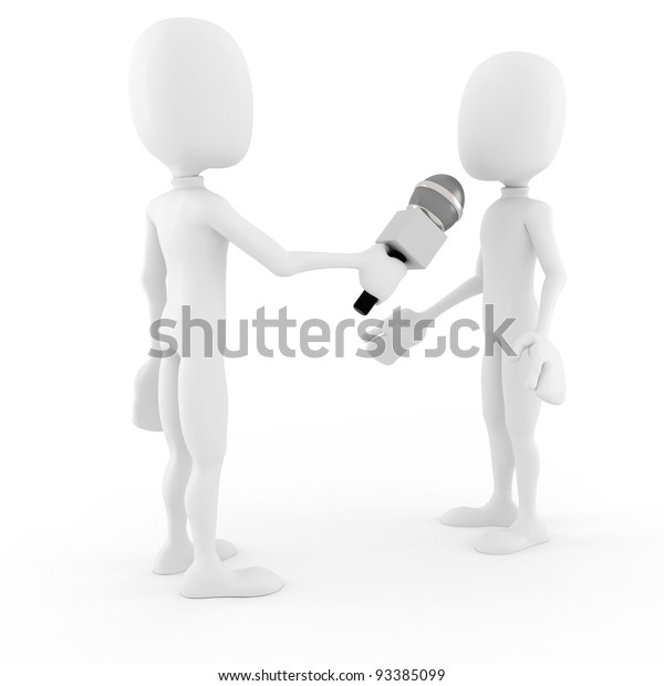 3d Man Reporter Interview 스톡 일러스트 93385099