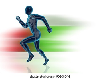 3d Man Running Exercises Stock Illustration 90209344