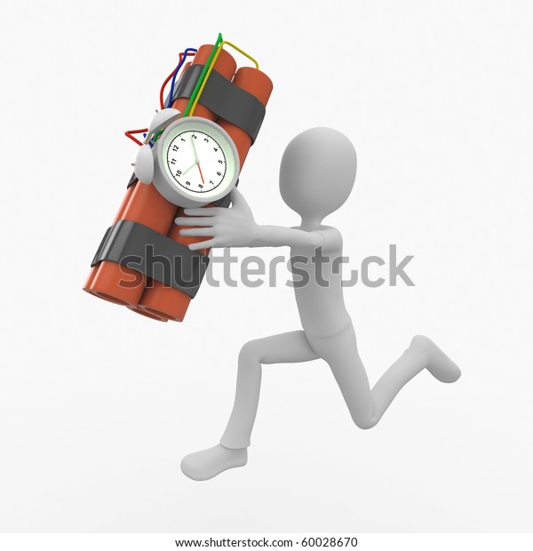 3d Man Running Scared Time Bomb Stock Illustration 60028670 | Shutterstock