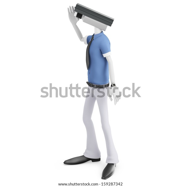 3d Man Security Camera Surveillance On Stock Illustration 159287342 ...