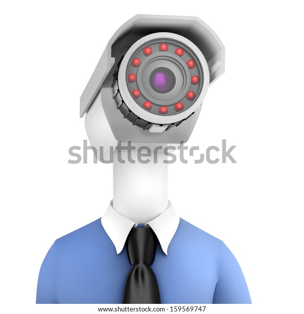 3d Man Security Camera Surveillance On Stock Illustration 159569747 ...