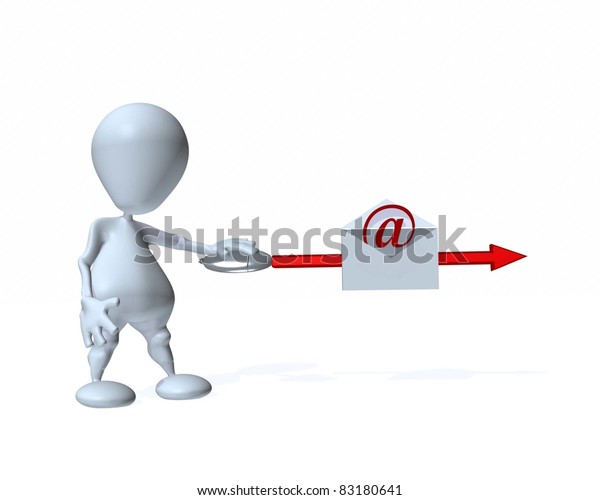 3d Man Sending Email Message Stock Illustration 83180641
