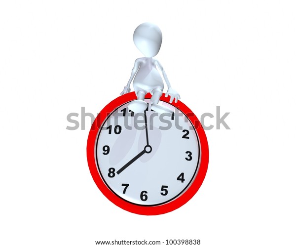 3d Man Sitting On Clock Time Stock Illustration 100398838 | Shutterstock