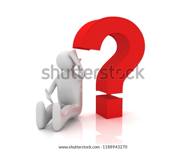 3d Man Sitting Question Mark 3d Stock Illustration 1188943270 ...