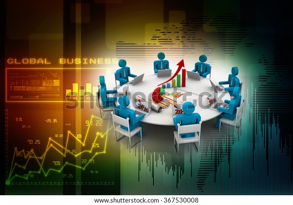 3d Man Sitting Round Table Having Stock Illustration 367530008 ...
