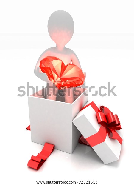 3d Man Standing Gift Box Holding Stock Illustration 92521513 | Shutterstock