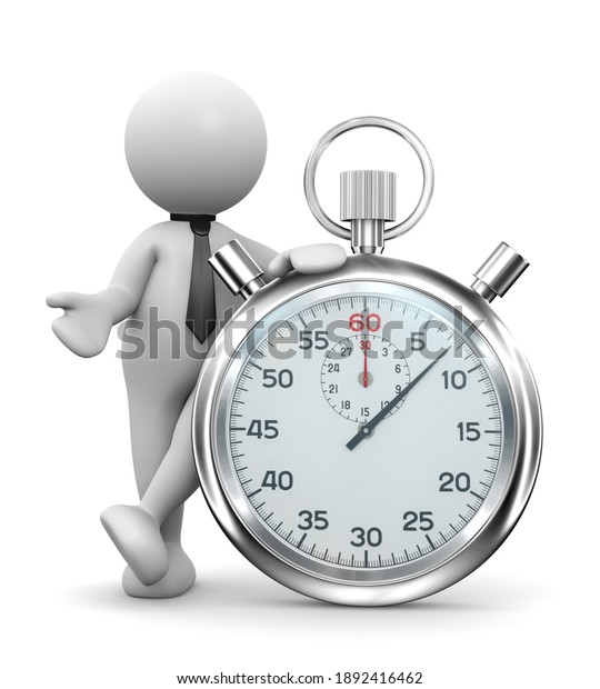 3d Man Stopwatch On White Background Stock Illustration 1892416462 ...