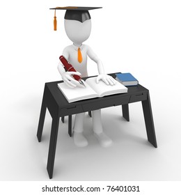 3d Man Student Taking Test Isolated Stock Illustration 76401031 ...