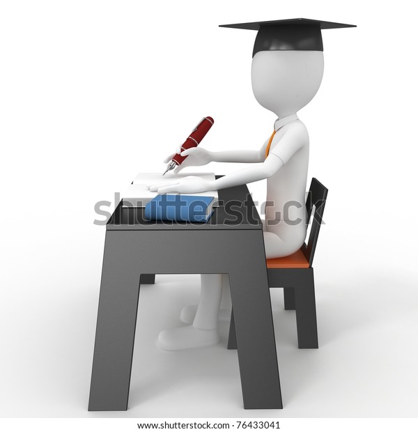 3d Man Student Taking Test Isolated Stock Illustration 76433041 ...