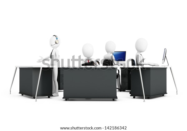 3d Man Support Team Call Center Stock Illustration 142186342