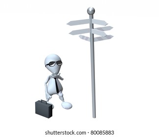 3d Man Thinking About Which Path Stock Illustration 80085883 | Shutterstock