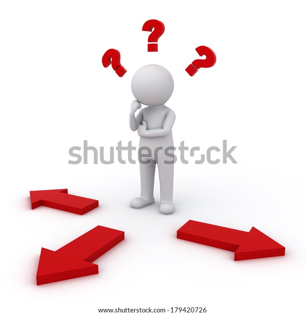 3d Man Thinking Confusing Three Red Stok İllüstrasyon 179420726 ...
