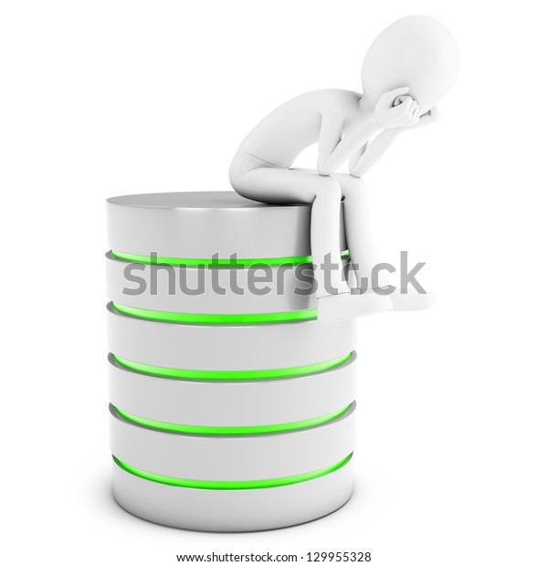 3d Man Thinking Database Server Isolated Stock Illustration 129955328 ...