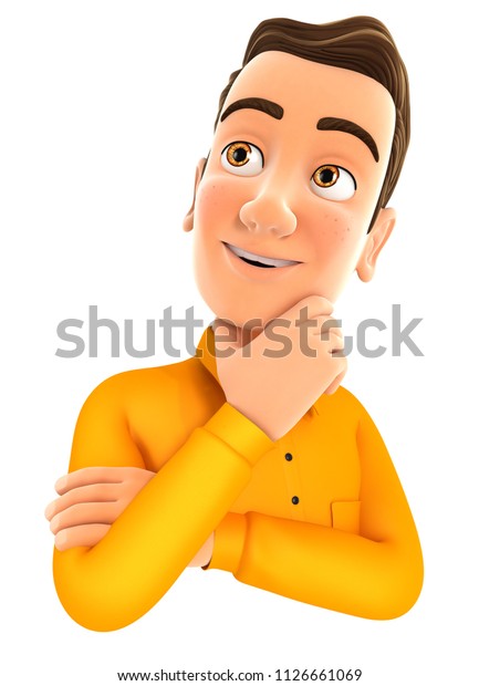 3d Man Thinking Illustration Isolated White Stock Illustration ...