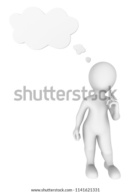 3d Man Thinking Thought Cloud Above Stock Illustration 1141621331