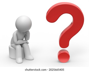 3d Man Thinks Big Question Mark 库存插图 2025665405 | Shutterstock