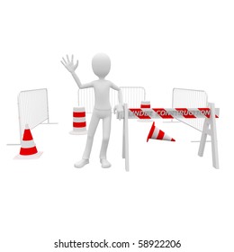 3d Man Warning About Construction Site 库存插图 58922206 | Shutterstock