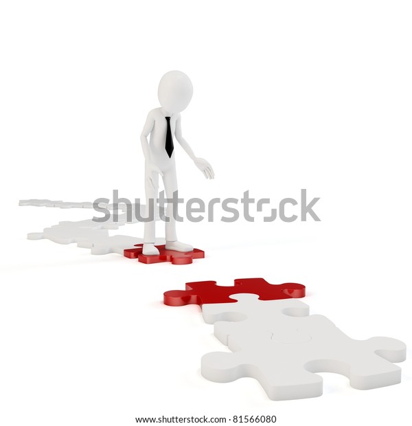 3d Man Whit Interrupted Path Puzzle Stock Illustration 81566080 ...